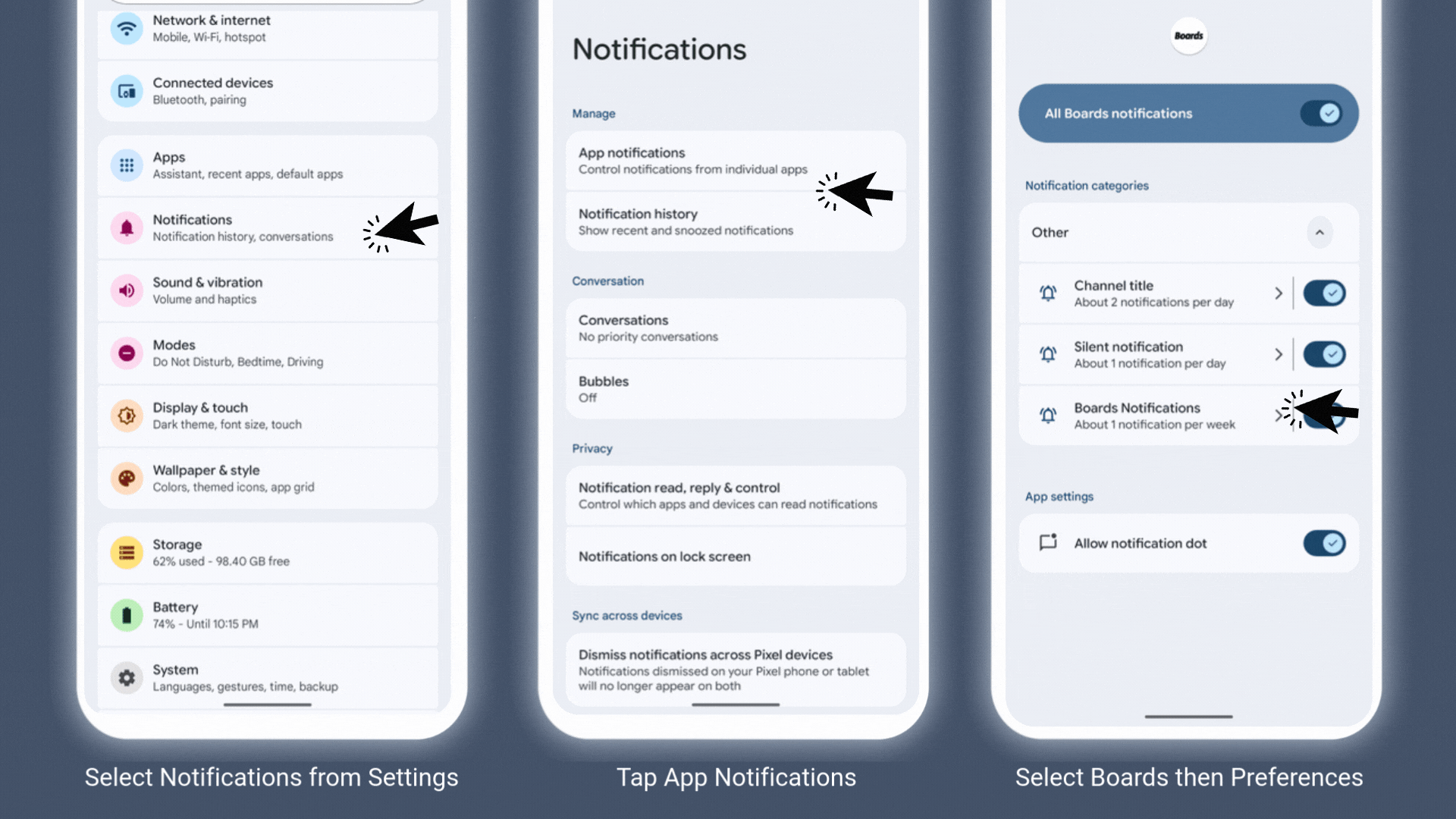 Allowing and Managing Notifications – Boards Help Center