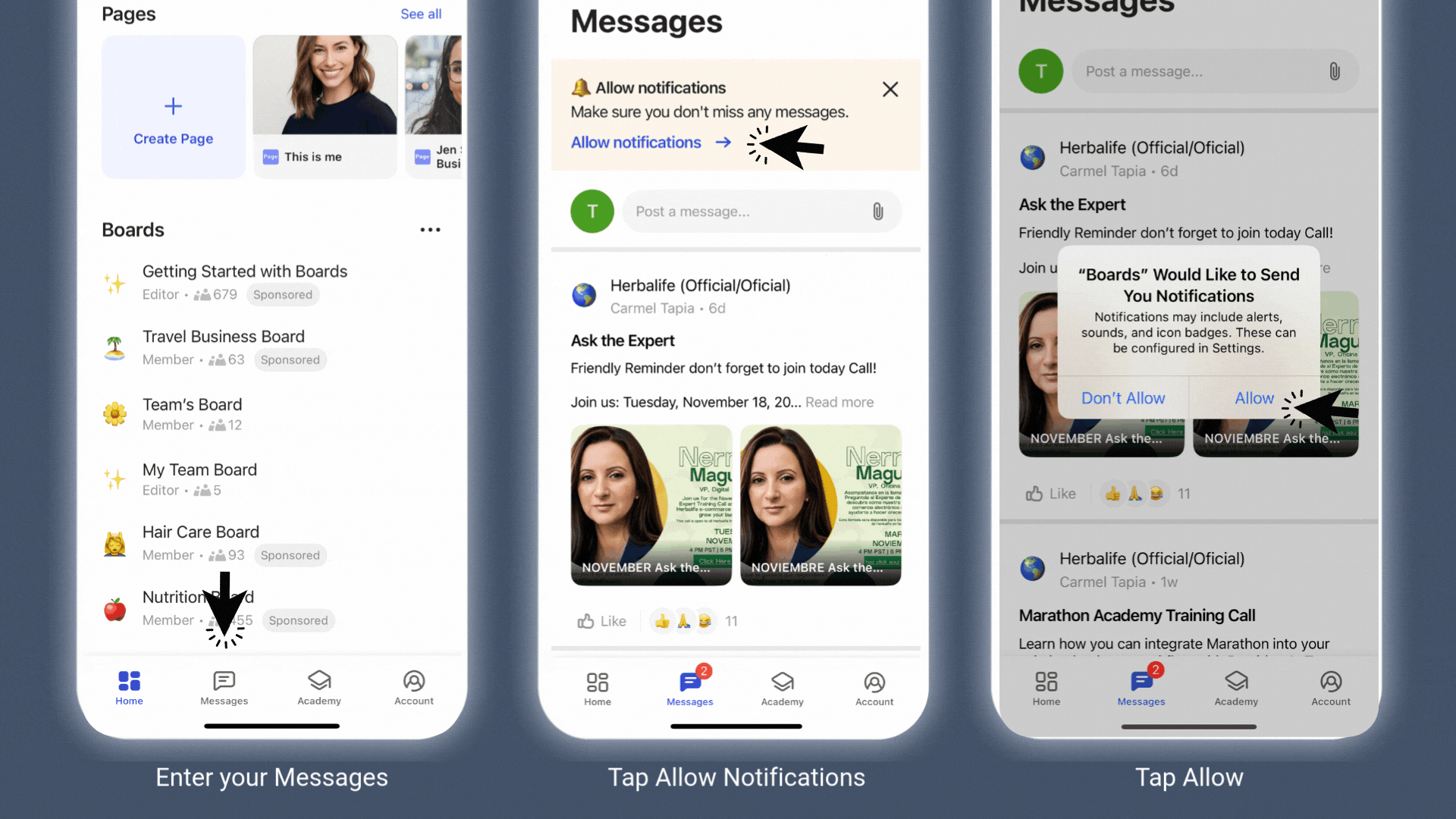 Allowing and Managing Notifications – Boards Help Center